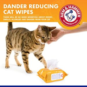 Arm & Hammer Dander Reducing Cat Wipes | 100 Count Lavender Scent Cat Dander Wipes for All Cats with Baking Soda to Soothe and Moisturize | Cat Wipes Made with Advanced Odor Control