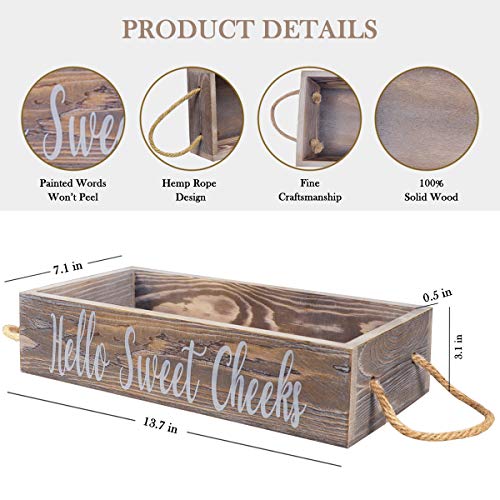 Bathroom Decor Box,2 Sides Funny Bathroom Signs Gift,Toilet Paper Holder Perfect for Farmhouse Bathroom Decor,Toilet Paper Storage,Rustic Bathroom Decor, Gifts for Her