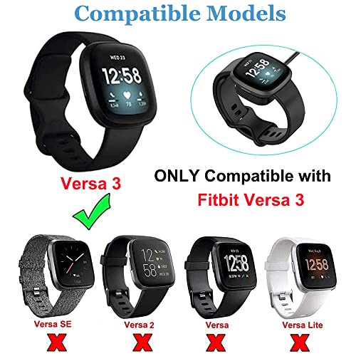 Threeeggs Compatible with Fitbit Versa 3 Charger, Replacement Charging Cable Dock Cradle for Versa 3 / Versa 4 / Sense/Sense 2 Smartwatch