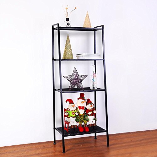 Ynredee Widen 4 Tiers Bookshelf,Ladder Shelf for Plant Flower Stand, Multipurpose Organizer Rack for Home, Office, Living Room (Black)