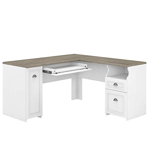 Bush Furniture Fairview L Desk, Shiplap Gray/Pure White