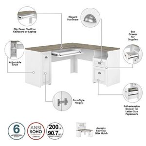 Bush Furniture Fairview L Desk, Shiplap Gray/Pure White