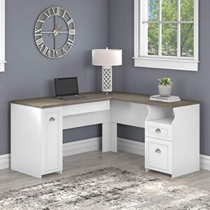 Bush Furniture Fairview L Desk, Shiplap Gray/Pure White