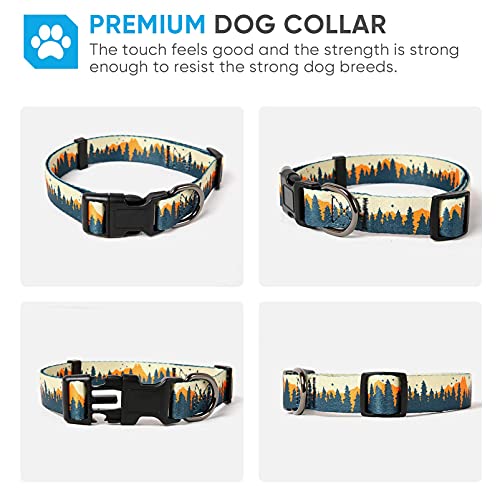 Timos Dog Collar for Small Medium Large Dogs,Adjustable Soft Puppy Collars with Quick Release Buckle,Sunset Valley,L Length 15.94''-25.59''