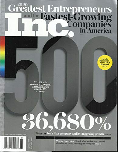 INC 500 MAGAZINE, FASTEST GROWING COMPANIES IN AMERICA SEPTEMBER, 2019