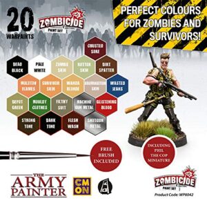 The Army Painter Zombicide 2nd Edition Core Paint Set, 20 Acrylic Paints, 1 Survivor and 1 Starter Brush for Cool Mini or Not Zombicide 2nd Edition Boardgame, Wargames Miniature Model Painting