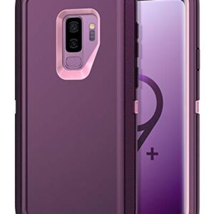 I-HONVA for Galaxy S9 Plus Case Shockproof Dust/Drop Proof 3-Layer Full Body Protection [Without Screen Protector] Rugged Heavy Duty Durable Cover Case for Samsung Galaxy S9 Plus, Purple/Pink