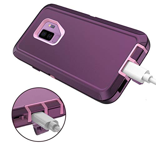 I-HONVA for Galaxy S9 Plus Case Shockproof Dust/Drop Proof 3-Layer Full Body Protection [Without Screen Protector] Rugged Heavy Duty Durable Cover Case for Samsung Galaxy S9 Plus, Purple/Pink