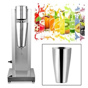 Commercial Electric Milkshake Maker, Stainless Steel Milk Shake Machine Cocktail Tea Drink Mixer Smoothie Malt Blender 18000RMP (Single Head)