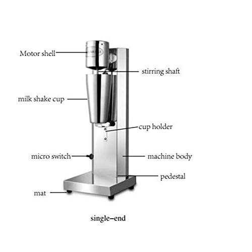 Commercial Electric Milkshake Maker, Stainless Steel Milk Shake Machine Cocktail Tea Drink Mixer Smoothie Malt Blender 18000RMP (Single Head)