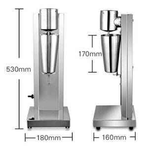 Commercial Electric Milkshake Maker, Stainless Steel Milk Shake Machine Cocktail Tea Drink Mixer Smoothie Malt Blender 18000RMP (Single Head)