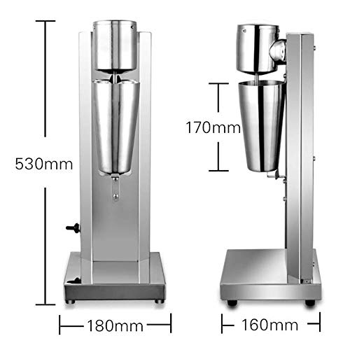 Commercial Electric Milkshake Maker, Stainless Steel Milk Shake Machine Cocktail Tea Drink Mixer Smoothie Malt Blender 18000RMP (Single Head)