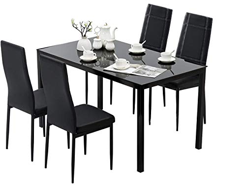 PBPKING PU Dining Chairs Set of 2 Black Chairs for Kitchen Room Black Leather Dining Chairs