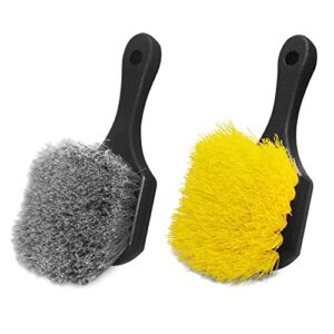 2 set wheel & tire brush cleaner for car, finegood wheel brushes for cleaning wheels auto wheel cleaning brush bristle brush cleaning tools