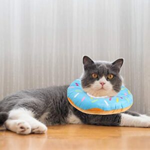 Woiworco Adjustable Cat Recovery Cones, Soft Cone for Cats, Cute Cat Donut Collar, Wound Healing Protective Cone After Surgery Elizabethan Collars for Kitten Pets(M, Blue),