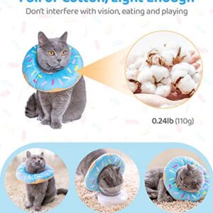 Woiworco Adjustable Cat Recovery Cones, Soft Cone for Cats, Cute Cat Donut Collar, Wound Healing Protective Cone After Surgery Elizabethan Collars for Kitten Pets(M, Blue),