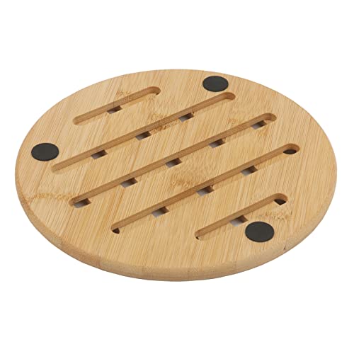 Bamboo Trivet Kitchen Natural Bamboo Trivet Mat Set Heat Resistant Pads Bamboo Hot Pads Trivet Non-Slip Pads Square and Round for Hot Dishes/Pot/Bowl/Teapot/Pans(2Small Round+2 Round+2Square+1Rack)