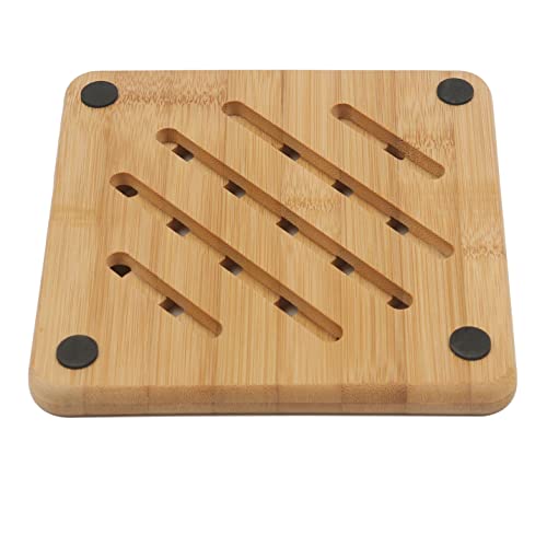 Bamboo Trivet Kitchen Natural Bamboo Trivet Mat Set Heat Resistant Pads Bamboo Hot Pads Trivet Non-Slip Pads Square and Round for Hot Dishes/Pot/Bowl/Teapot/Pans(2Small Round+2 Round+2Square+1Rack)