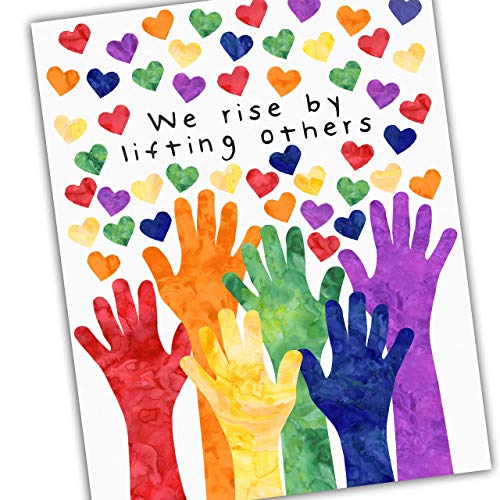 Inclusivity and Diversity Art for Kids We Rise By Lifting Others Promote Unity Celebrate Diversity Rainbow Colors Classroom Art UNFRAMED Poster 5x7" 8x10" 11x14" 16x20" 24x36"