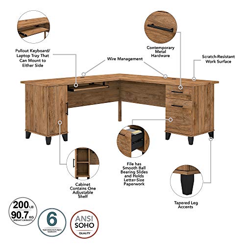 Bush Furniture Somerset 72W L Shaped Desk with Hutch