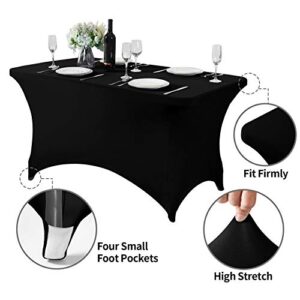 Hezuzo Spandex Table Cover for 4FT Table Universal Fitted Stretch Tablecloth for Party, Banquet, Wedding and Events-Black