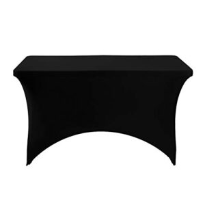 Hezuzo Spandex Table Cover for 4FT Table Universal Fitted Stretch Tablecloth for Party, Banquet, Wedding and Events-Black