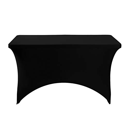 Hezuzo Spandex Table Cover for 4FT Table Universal Fitted Stretch Tablecloth for Party, Banquet, Wedding and Events-Black