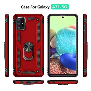 Samsung A71 5G Case,Galaxy A71 5G Case,PUSHIMEI Military Grade Heavy Duty Protection Phone Case Cover with HD Screen Protector Magnetic Ring Kickstand for Samsung Galaxy A71 5G (Black Military Case)