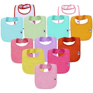 spinfox 12 pack waterproof baby bibs for girls terry drool bib cotton solid knit infant feeding bibs -girl