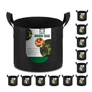 lyincat 12-pack 10 gallon grow bags heavy duty thickened nonwoven fabric pots with durable handles