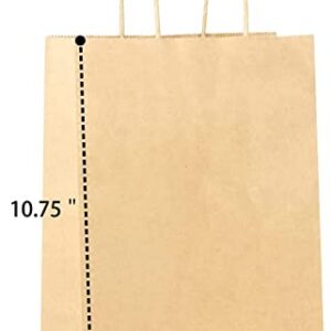 Loe Ts. Medium Size Brown paper bags with handles Plain Kraft gift Bag bulk 8x4.25x10 50Pcs Natural Craft treat bag Party Favor Bags Recyclable retail bags takeout business paper bags Wedding Guests