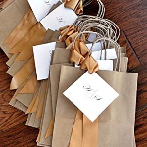 Loe Ts. Medium Size Brown paper bags with handles Plain Kraft gift Bag bulk 8x4.25x10 50Pcs Natural Craft treat bag Party Favor Bags Recyclable retail bags takeout business paper bags Wedding Guests