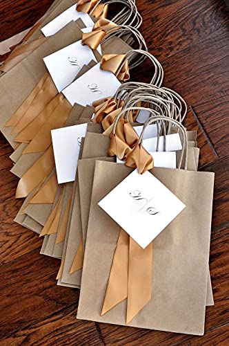 Loe Ts. Medium Size Brown paper bags with handles Plain Kraft gift Bag bulk 8x4.25x10 50Pcs Natural Craft treat bag Party Favor Bags Recyclable retail bags takeout business paper bags Wedding Guests