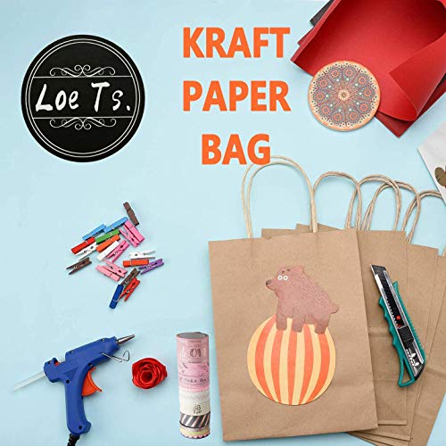 Loe Ts. Medium Size Brown paper bags with handles Plain Kraft gift Bag bulk 8x4.25x10 50Pcs Natural Craft treat bag Party Favor Bags Recyclable retail bags takeout business paper bags Wedding Guests