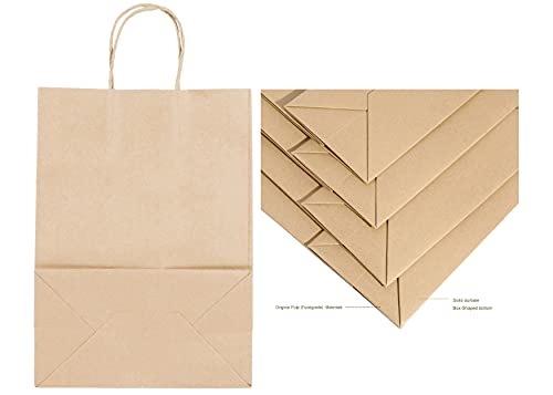 Loe Ts. Medium Size Brown paper bags with handles Plain Kraft gift Bag bulk 8x4.25x10 50Pcs Natural Craft treat bag Party Favor Bags Recyclable retail bags takeout business paper bags Wedding Guests