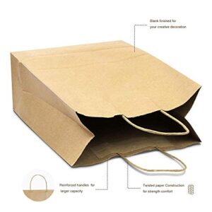 Loe Ts. Medium Size Brown paper bags with handles Plain Kraft gift Bag bulk 8x4.25x10 50Pcs Natural Craft treat bag Party Favor Bags Recyclable retail bags takeout business paper bags Wedding Guests