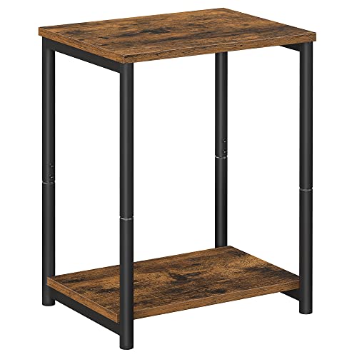 VASAGLE Side Table, Small End Table, Nightstand for Living Room, Bedroom, Office, Bathroom, Rustic Brown and Black ULET271B01, 5.7 " L X 11.8 " W X 19.7 " H