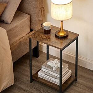 VASAGLE Side Table, Small End Table, Nightstand for Living Room, Bedroom, Office, Bathroom, Rustic Brown and Black ULET271B01, 5.7 " L X 11.8 " W X 19.7 " H