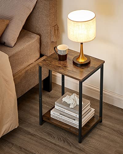 VASAGLE Side Table, Small End Table, Nightstand for Living Room, Bedroom, Office, Bathroom, Rustic Brown and Black ULET271B01, 5.7 " L X 11.8 " W X 19.7 " H