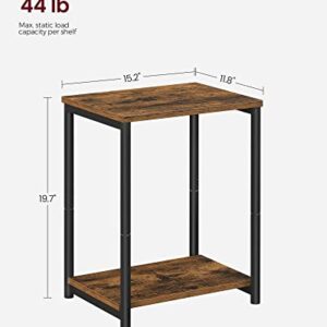 VASAGLE Side Table, Small End Table, Nightstand for Living Room, Bedroom, Office, Bathroom, Rustic Brown and Black ULET271B01, 5.7 " L X 11.8 " W X 19.7 " H