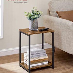 VASAGLE Side Table, Small End Table, Nightstand for Living Room, Bedroom, Office, Bathroom, Rustic Brown and Black ULET271B01, 5.7 " L X 11.8 " W X 19.7 " H