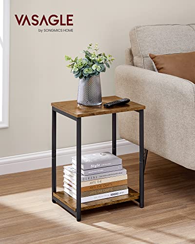 VASAGLE Side Table, Small End Table, Nightstand for Living Room, Bedroom, Office, Bathroom, Rustic Brown and Black ULET271B01, 5.7 " L X 11.8 " W X 19.7 " H