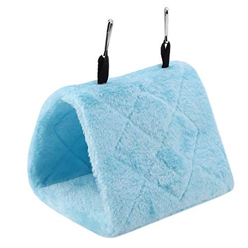 Wchiuoe Bird Bed for Cage, Soft Plush Hammock Hanging Cage Tent for Birds Winter Warm Bed Pet Toy Pet Supplies Accessories for Conure, Lovebird, Parrot, Parakeets(S-Blue)