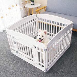 pet playpen foldable gate for dogs heavy plastic puppy exercise pen with door portable indoor outdoor small pets fence puppies folding cage 4 panels medium animals house supplies (33.5x33.5 inches)