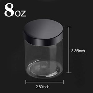 KEILEOHO 46 PCS 8 OZ Slime Containers With Black Lids, Food Grade Clear Plastic Slime Storage Containers, BPA Free, Wide-Mouth Plastic Jars for Slime Kit, Food Storage, Beauty Products