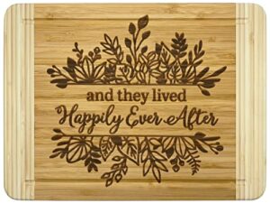 wedding engagement gifts for women -engraved cutting board gift,for wife bride birthday valentine anniversary presents -and they lived happily ever after