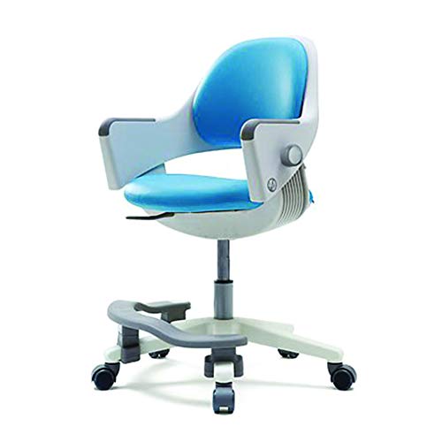 SIDIZ Ringo Junior Adjustable Desk Chair Artificial Leather Fixed Type + Foot Rest (Blue)