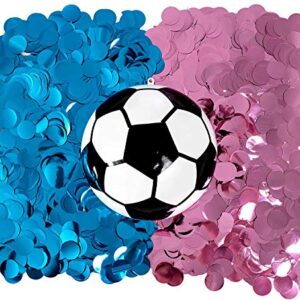 Gender Reveal Confetti Soccer Ball, Pink and Blue, for Baby Boy Girl Gender Reveal Party. Great Photos Opportunity