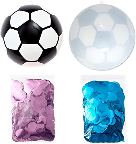 Gender Reveal Confetti Soccer Ball, Pink and Blue, for Baby Boy Girl Gender Reveal Party. Great Photos Opportunity