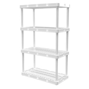 gracious living 4 shelf knect-a-shelf ventilated light duty storage unit 24 x 12 x 48 organizer system for home, garage, basement, and laundry, white